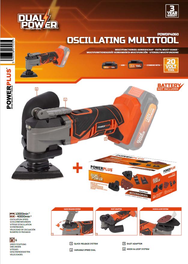 POWERPLUS POWDP4060 OSCILLATING MULTITOOL - NEW PRODUCT AVAILABLE IN S ...