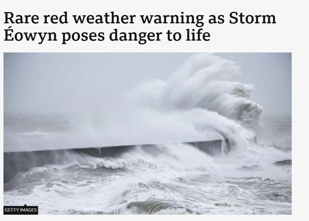 DUE TO THE RED WEATHER WARNING WE WILL CLOSE TOMORROW AND RE-OPEN MOND ...