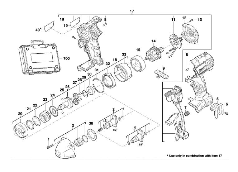 C18IW IMPACT WRENCH - Genuine Milwaukee Replacement Spare Parts - Tooltech